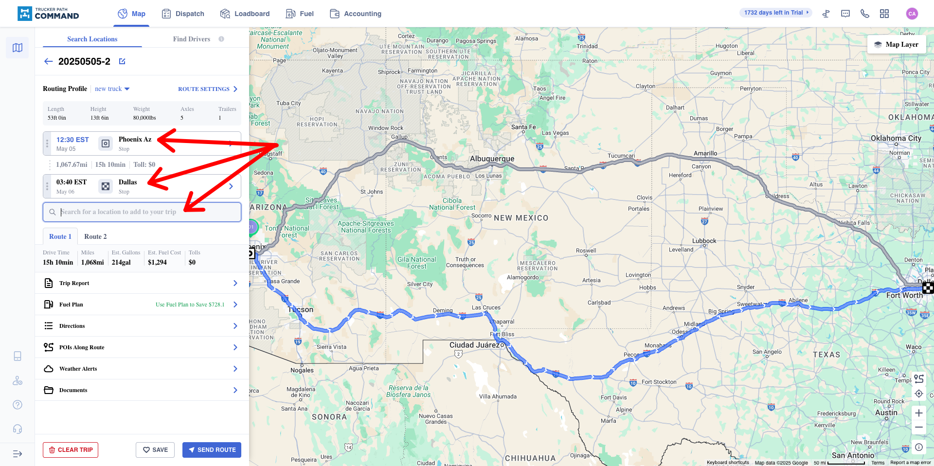 How do I send a create and send a route to one of my drivers? – Command